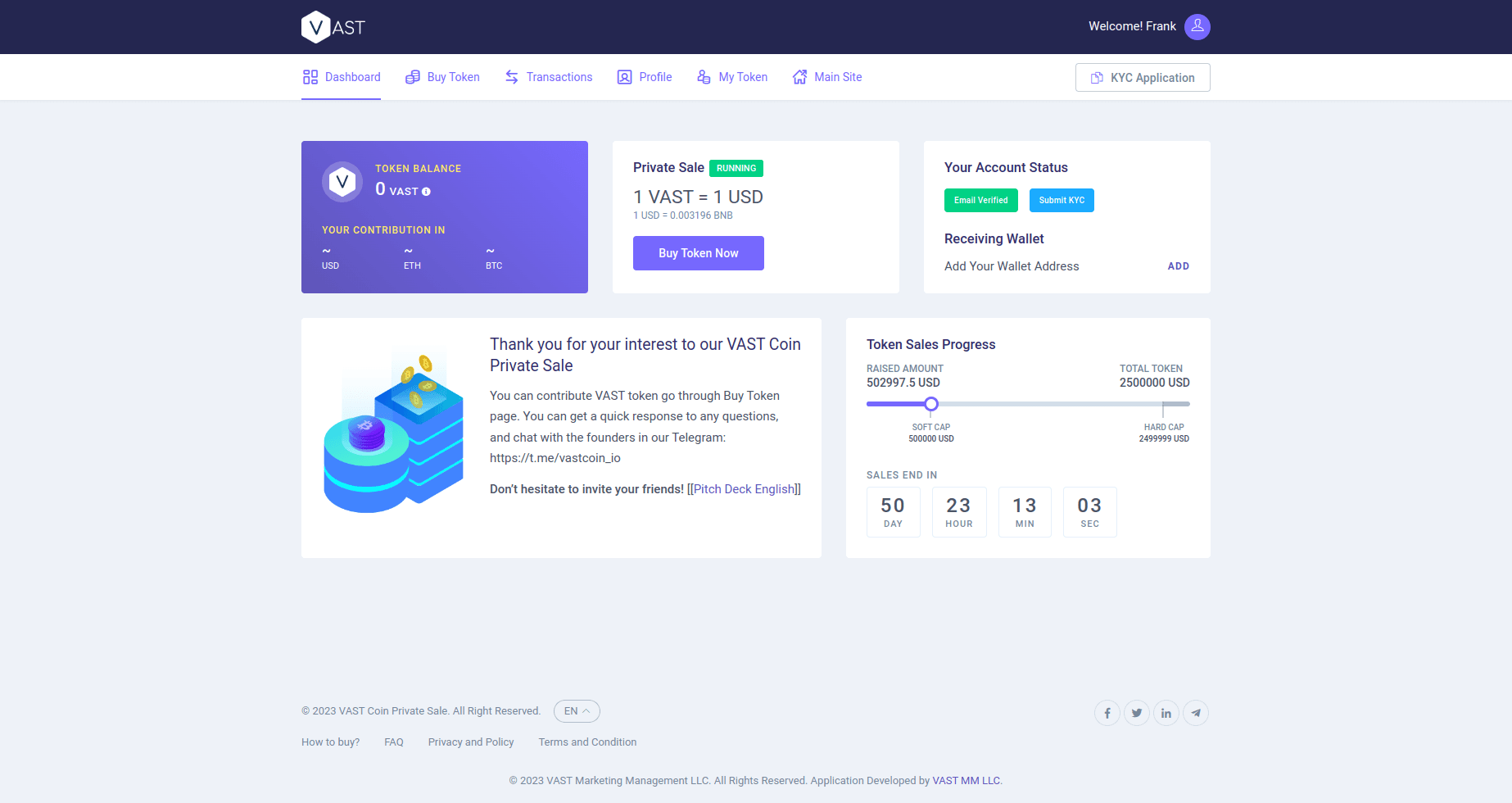 Vastcoin Presale Laravel Project | Modified by Infydots Technologies